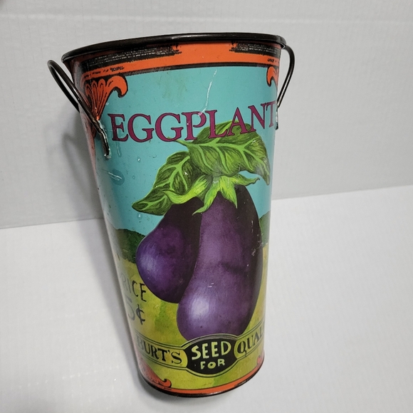 Vietri | Accents | Vegetable Seed Packet Eggplant Bucket Metal Vase ...